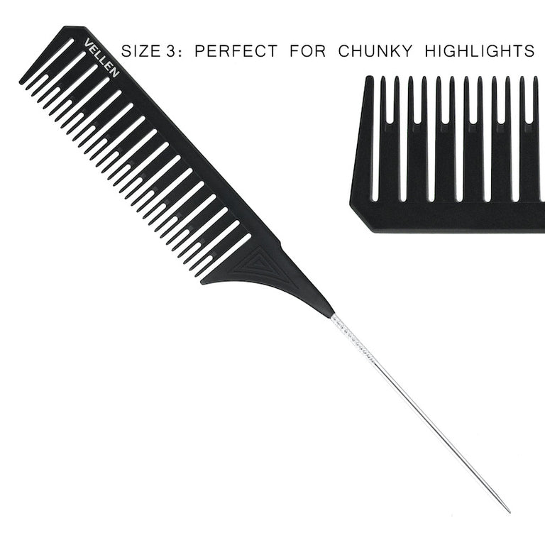 Highlighting Comb Set - 3 Sizes - Black 1 – Vellen-Hair